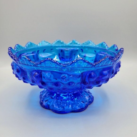 Fenton | Accents | Vintage Fenton Blue Hobnail Centerpiece Candle ...